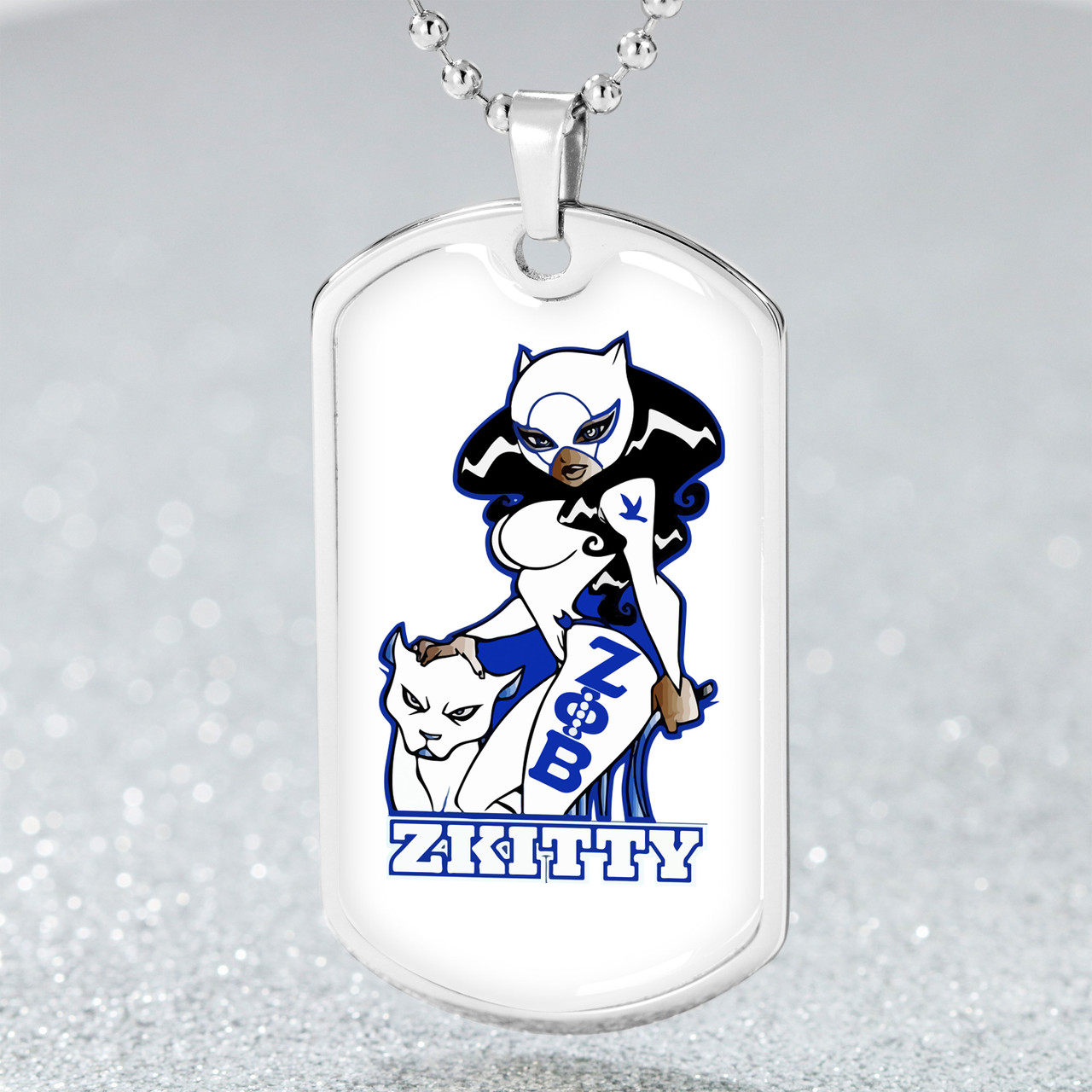 Zeta Phi Beta Military Dog Tag Necklace Cat