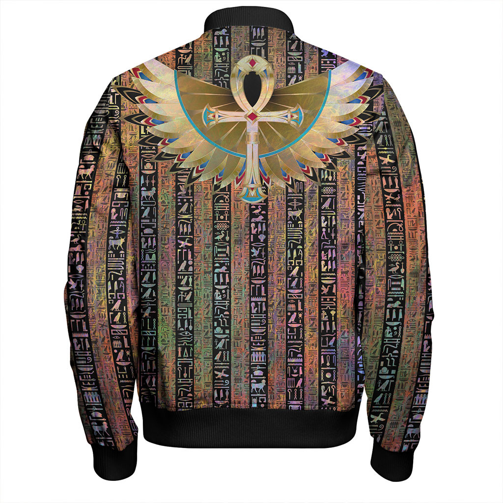 Egyptian Zipper Bomber Jackets Symbols Pattern Art Design