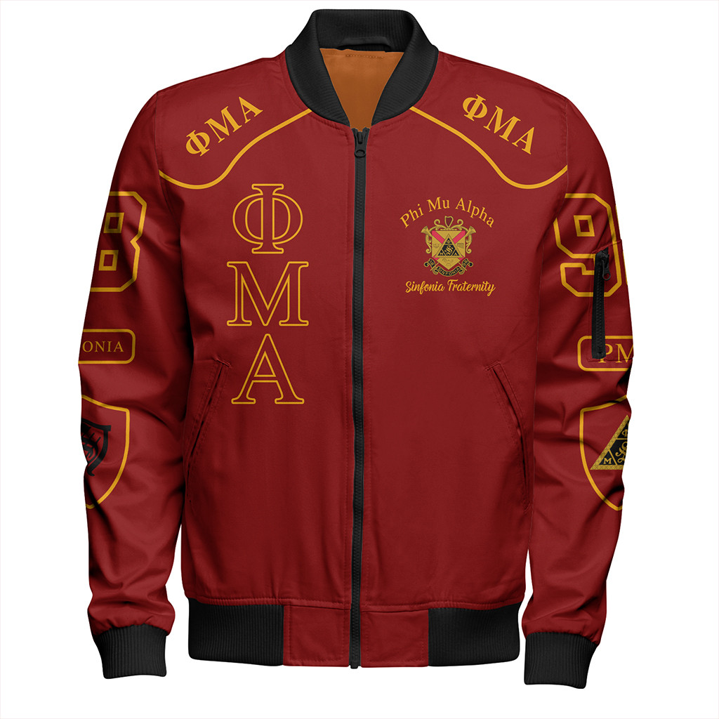 Phi Mu Alpha Sinfonia Zipper Bomber Jacket Fraternity Color