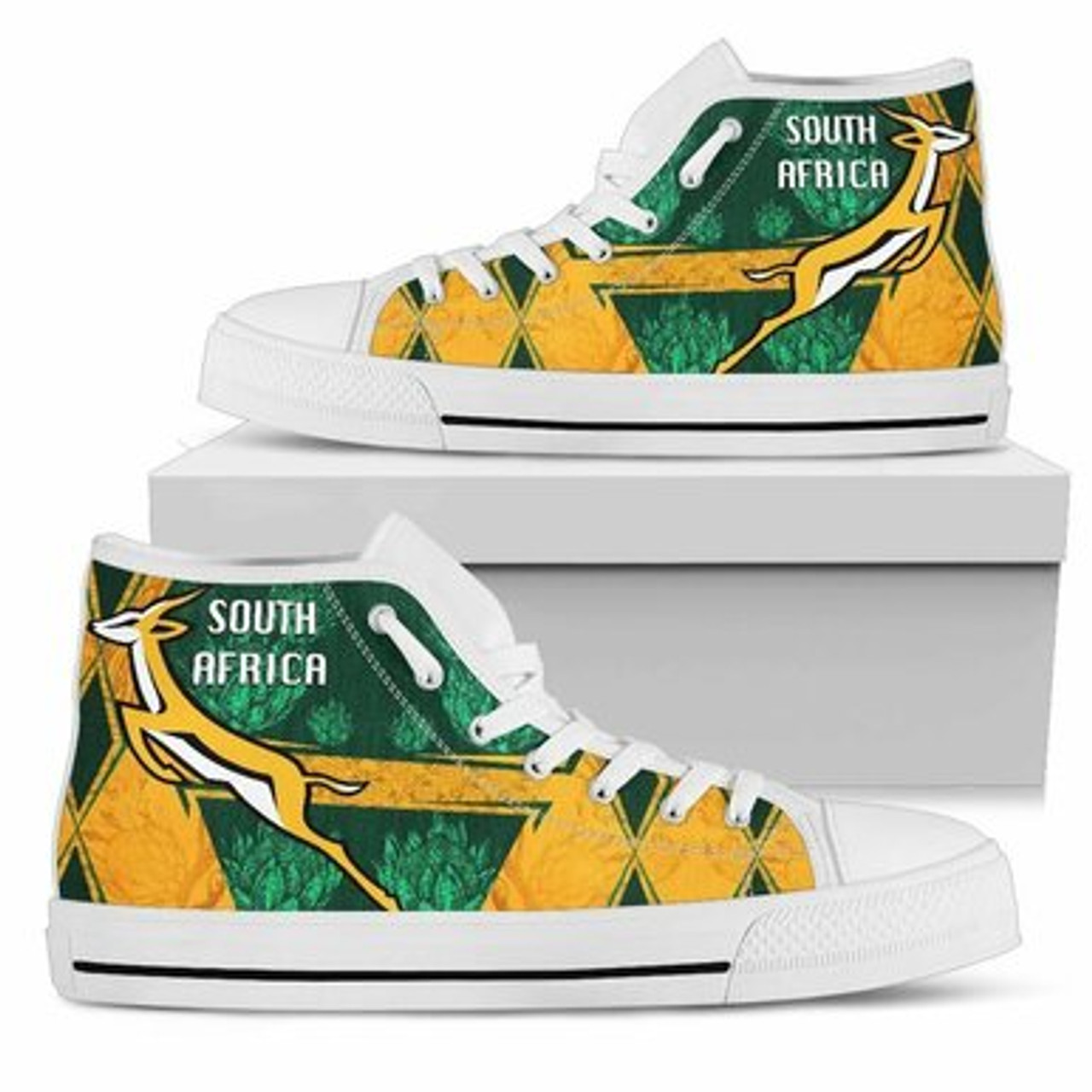 South Africa High Top Shoes - African Patterns Springboks Rugby Be ...