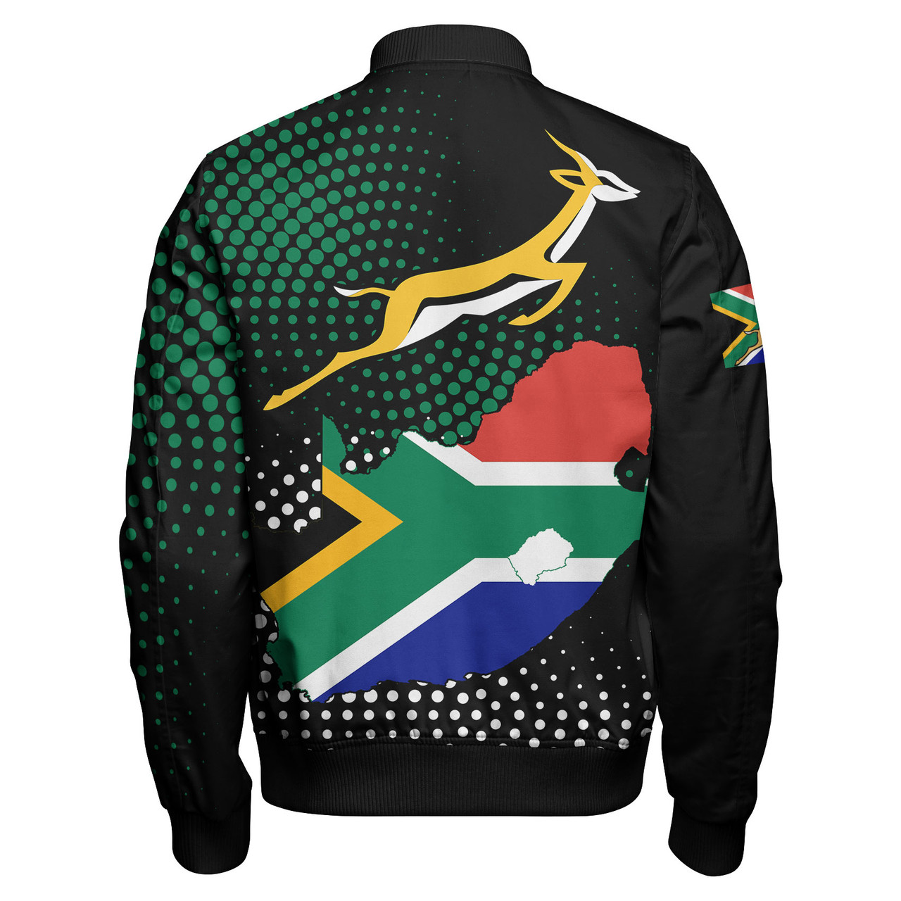 South Africa Map Flag Springbok Zipper Bomber Jacket