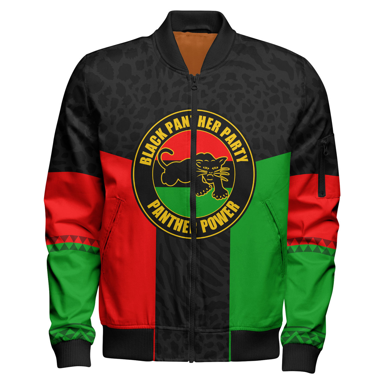 African Zipper Bomber Jacket - Africa African Flag With Panther Power ...