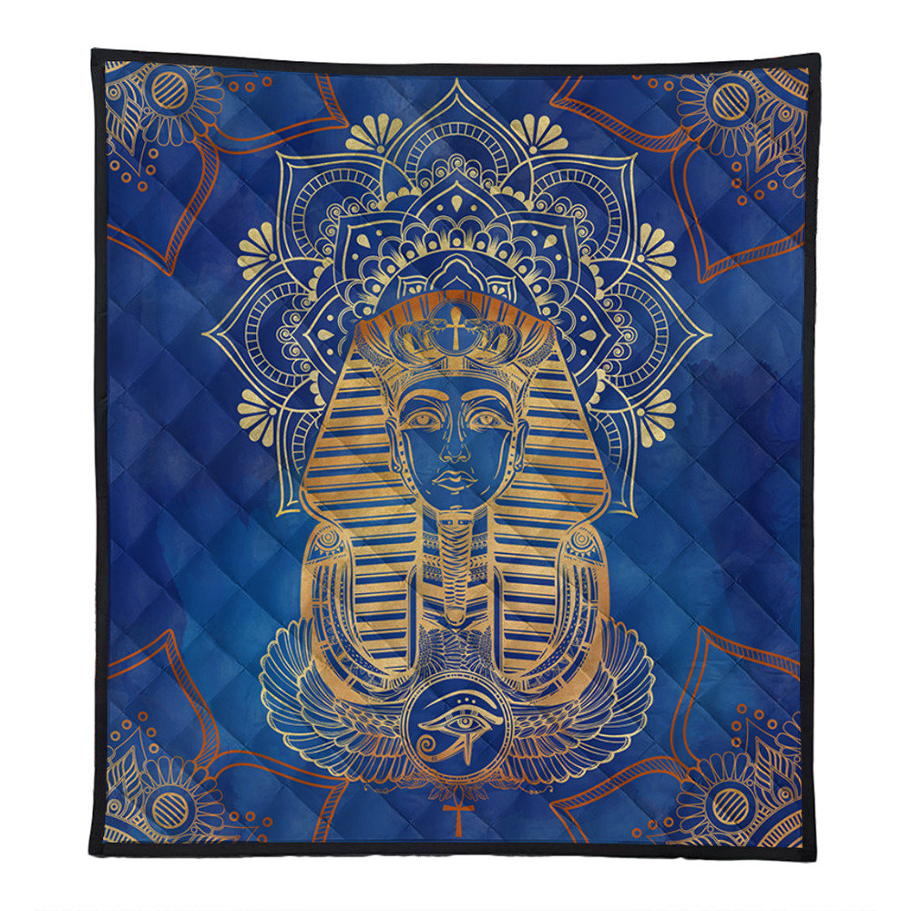 Egypt Quilt Egyptian Pharaoh Pattern In Blue