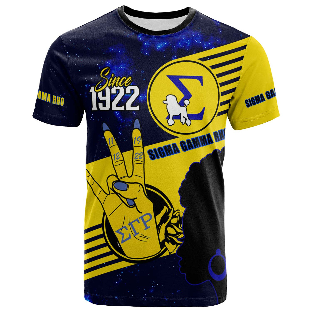 Sigma Gamma Rho T-shirt - Sorority Sigma Woman Vibes Hand Sign Galaxy T ...
