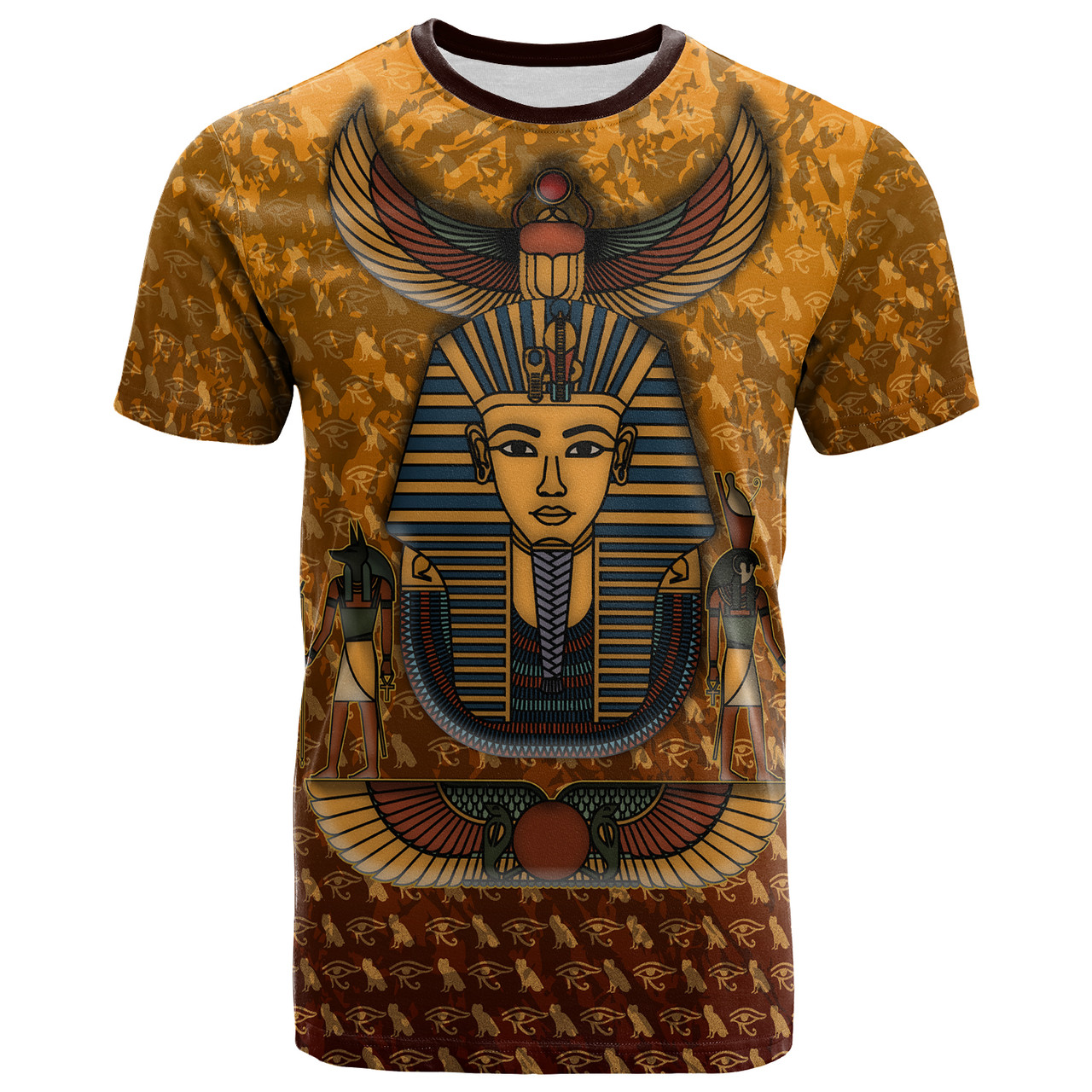 Egyptian T-Shirt - Custom Pharaon Anubis And Horus Egyptian Pattern