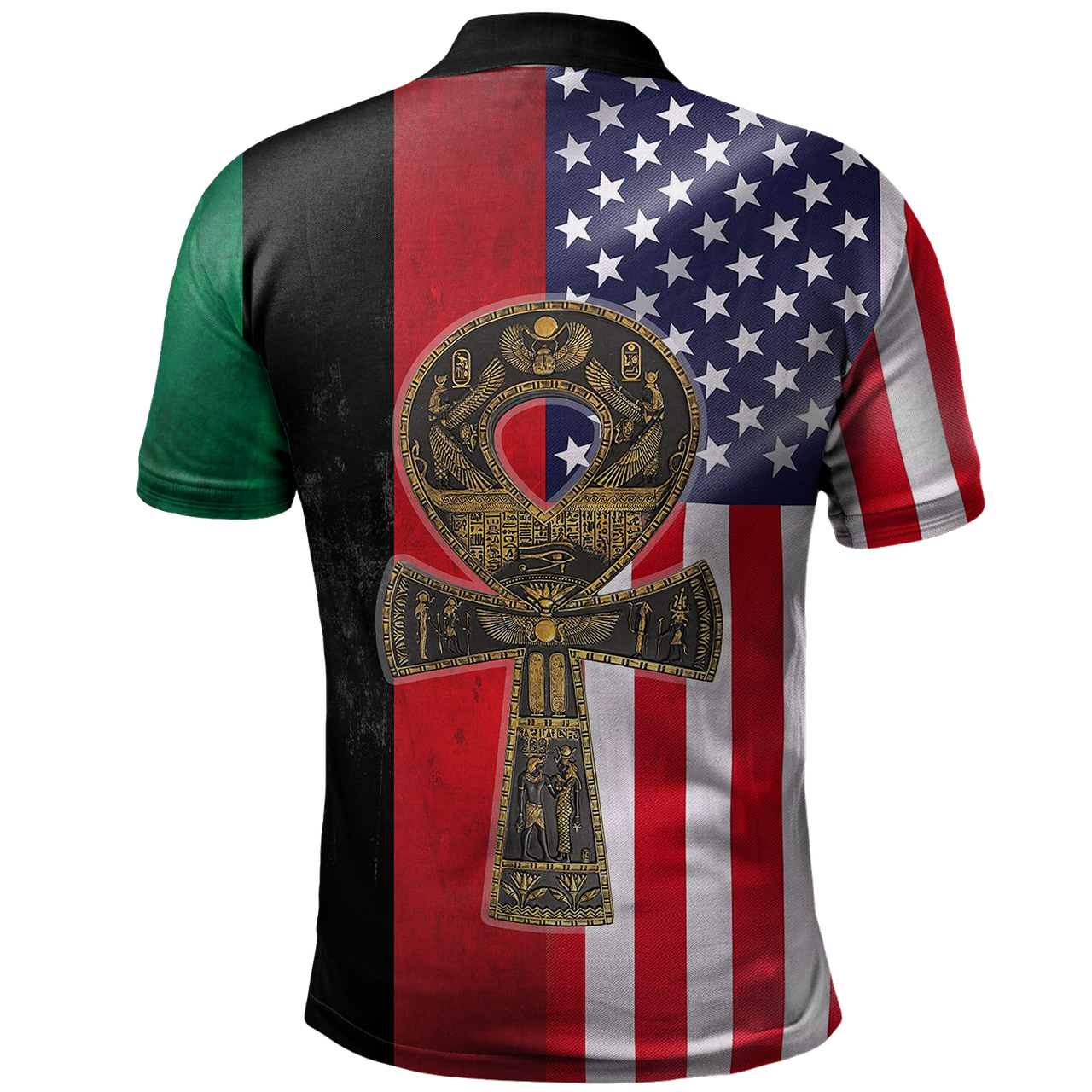 Ankh Pan African Polo Shirt American Flag
