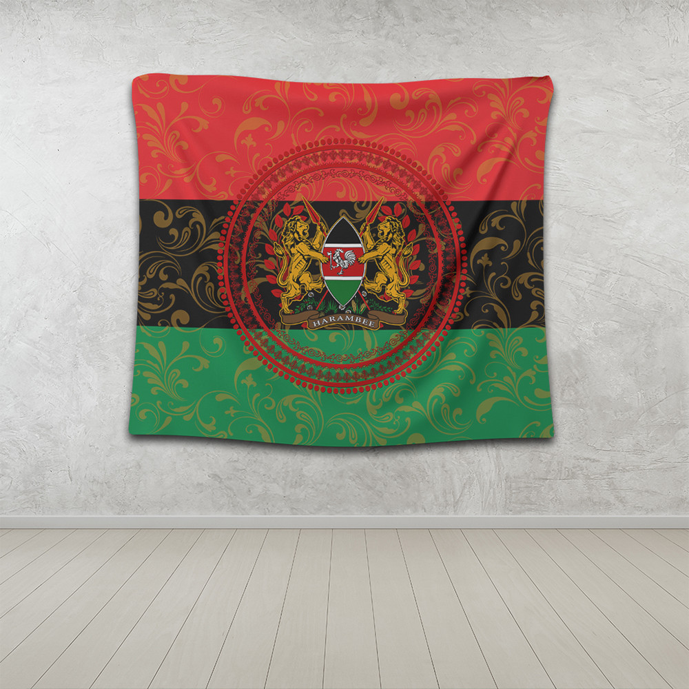 Kenya Tapestry Pan Africa With Coat Of Arms