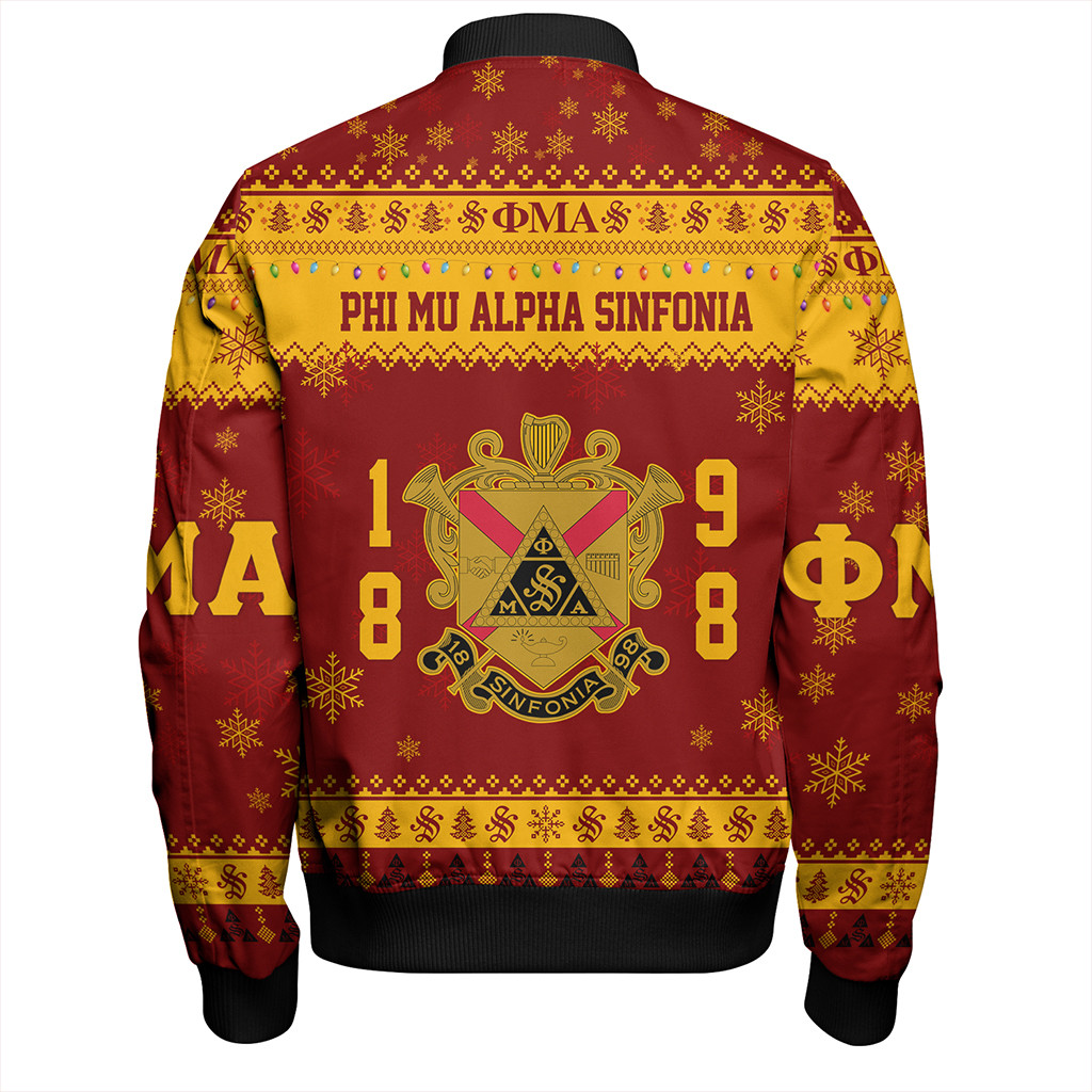 Phi Mu Alpha Sinfonia Zipper Bomber Jacket Christmas Style Pattern