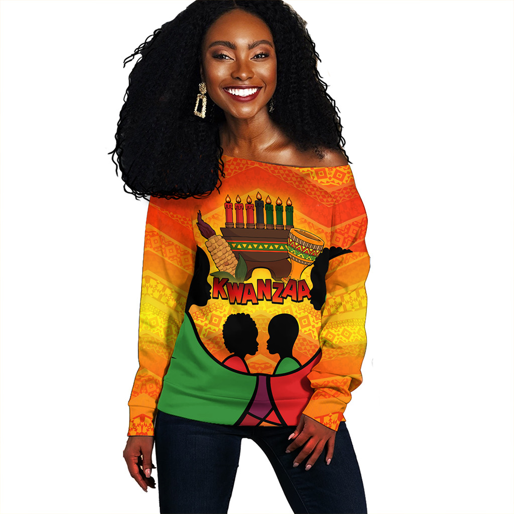 Kwanzaa Off Shoulder Sweatshirt Family Happy Kwanzaa