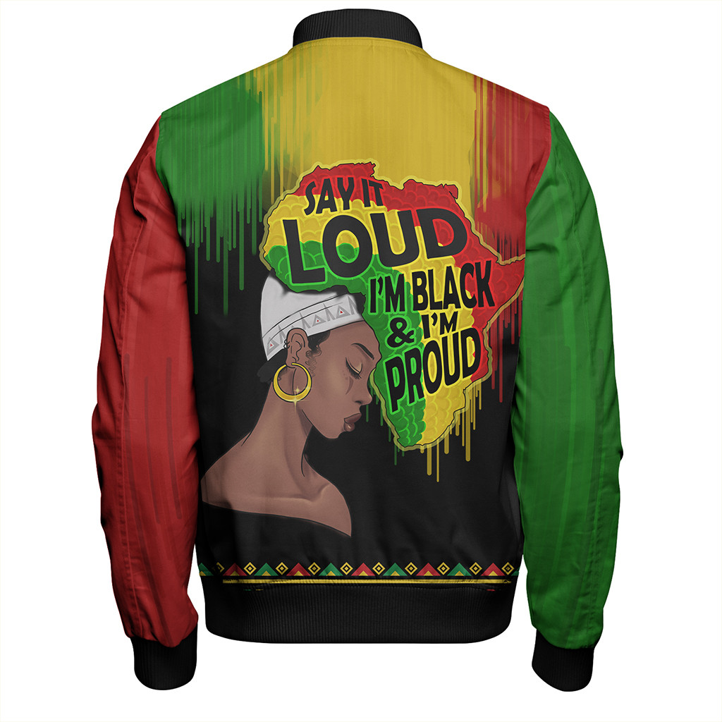 Black History Zipper Bomber Jacket Dreadlock Map