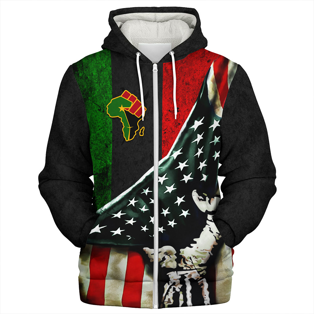 Pan-African Sherpa Hoodie Flag Pan African American Pride Power
