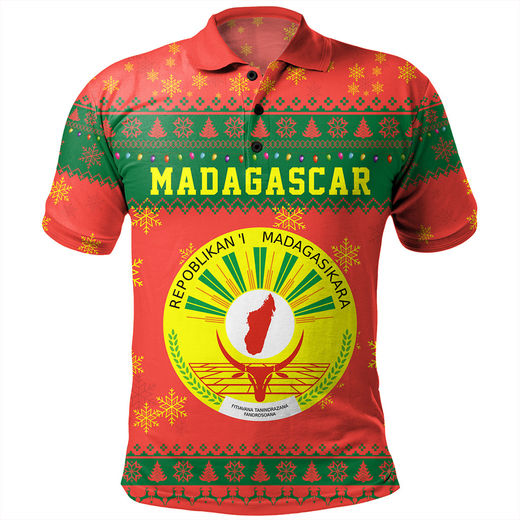Madagascar Polo Shirt Christmas Style Pattern