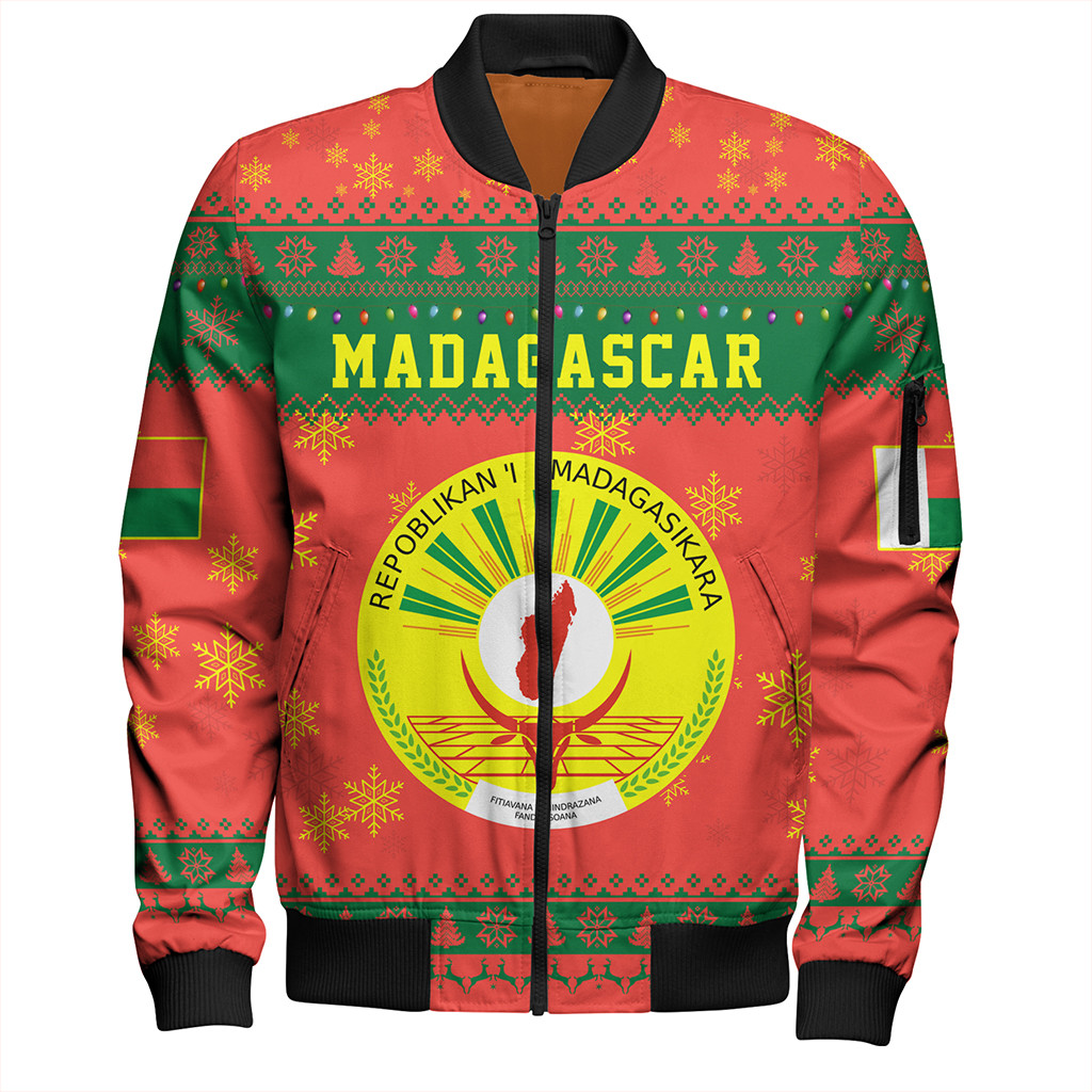 Madagascar Zipper Bomber Jacket Christmas Style Pattern