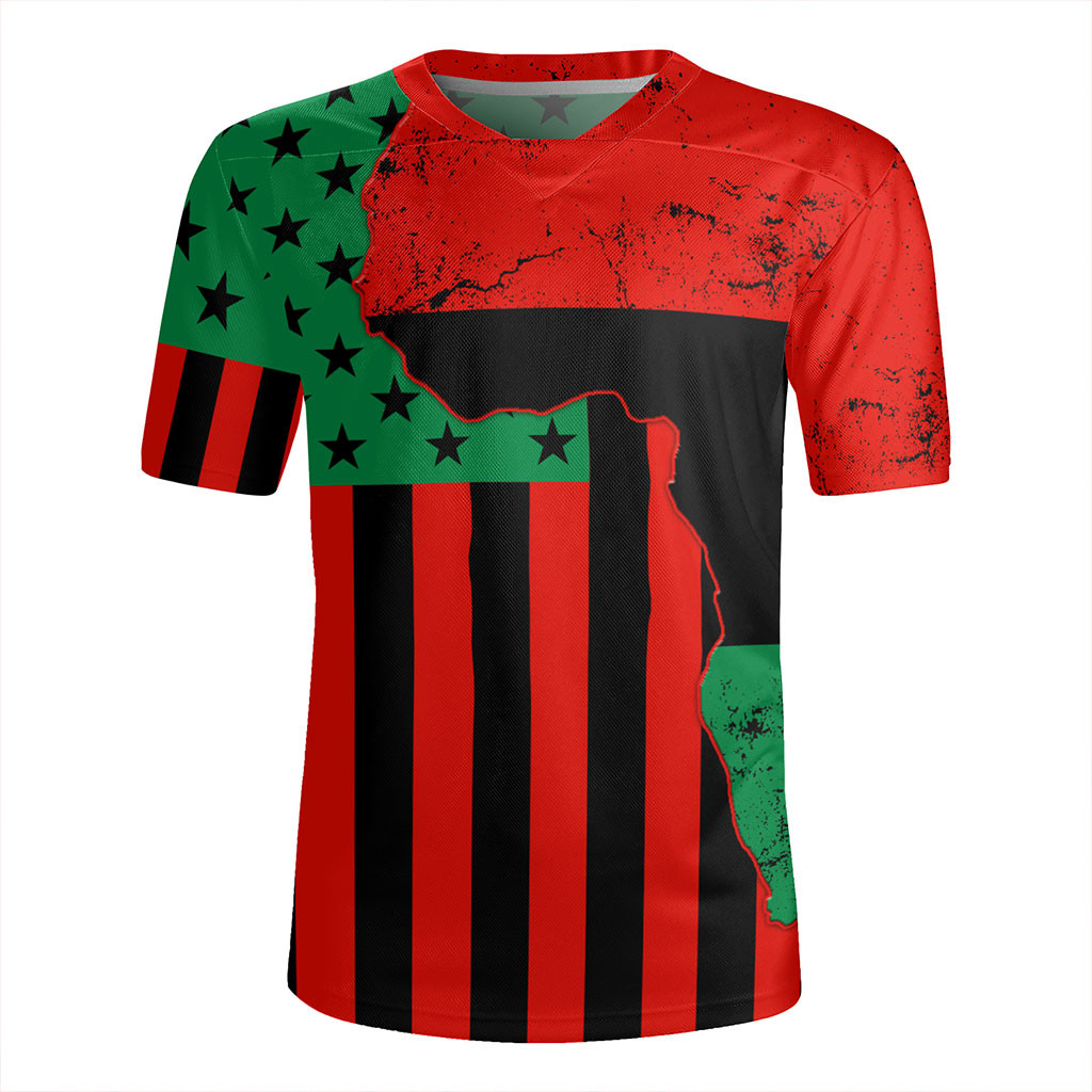 Pan-African Rugby Jersey Flag Pan African Pround Black American Unia Style