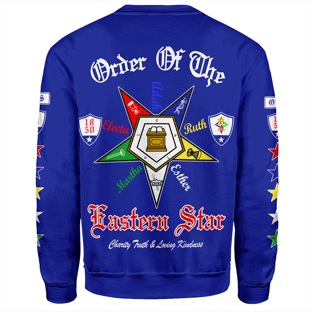 Order of the Eastern Star Sweatshirt Letter Stars Blue