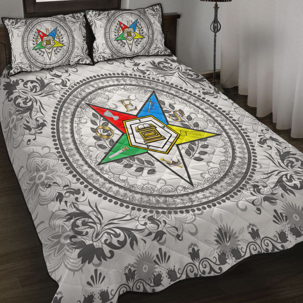 Order of the Eastern Star Quilt Bed Set OES Floral Royal Circle