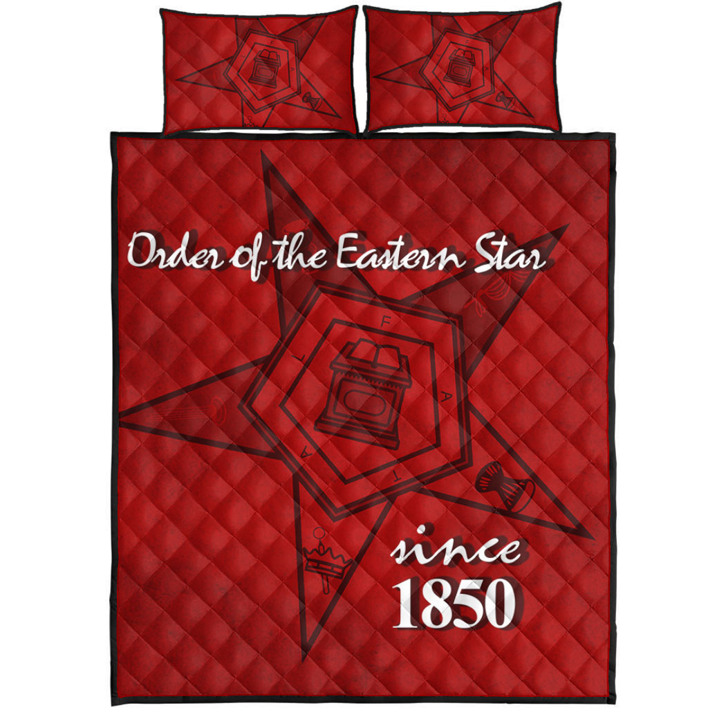 Order of the Eastern Star Quilt Bed Set Sorority Since 1850 Grunge Texture
