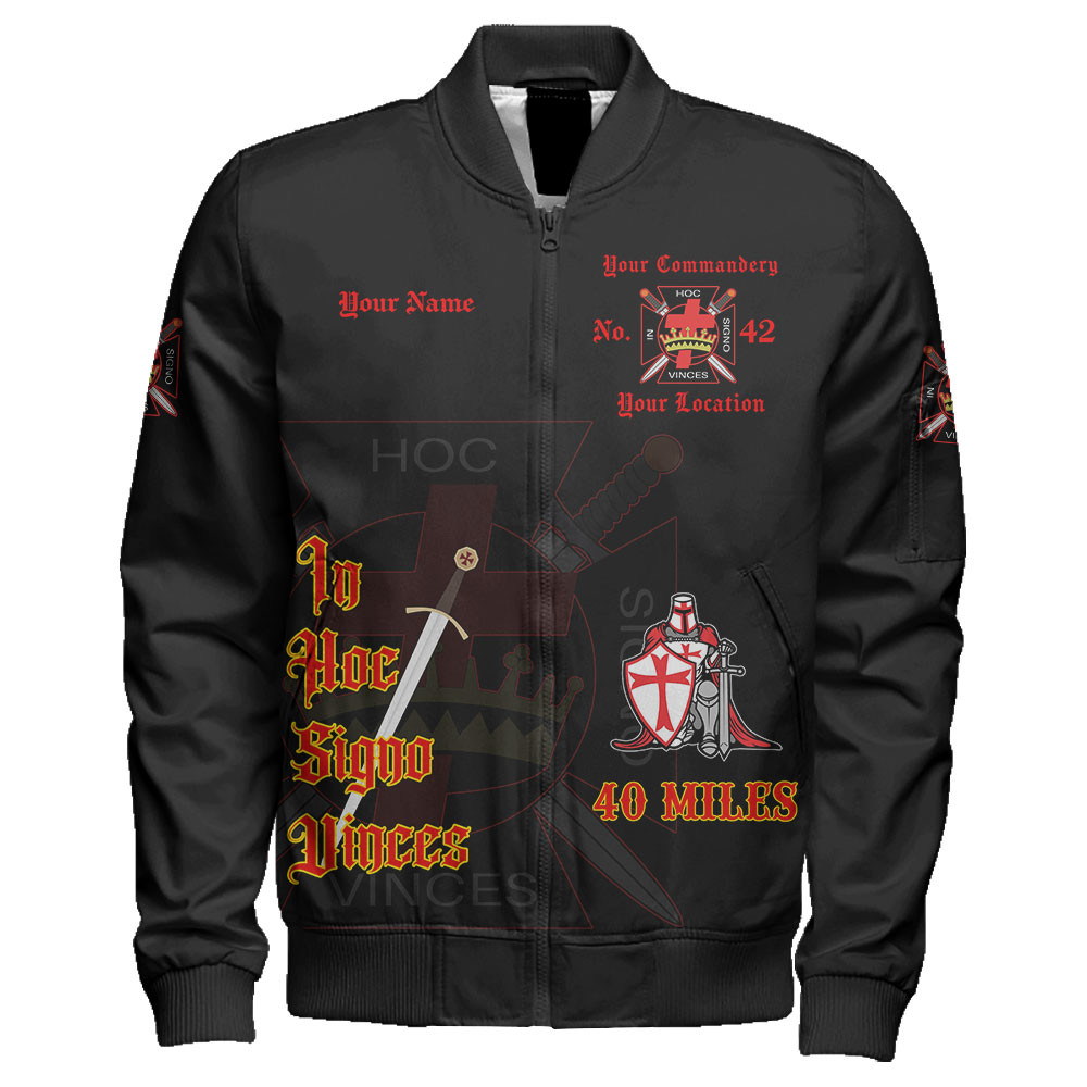 Prince Hall York Rite Zipper Bomber Jacket Custom Knight Templar Sword ...