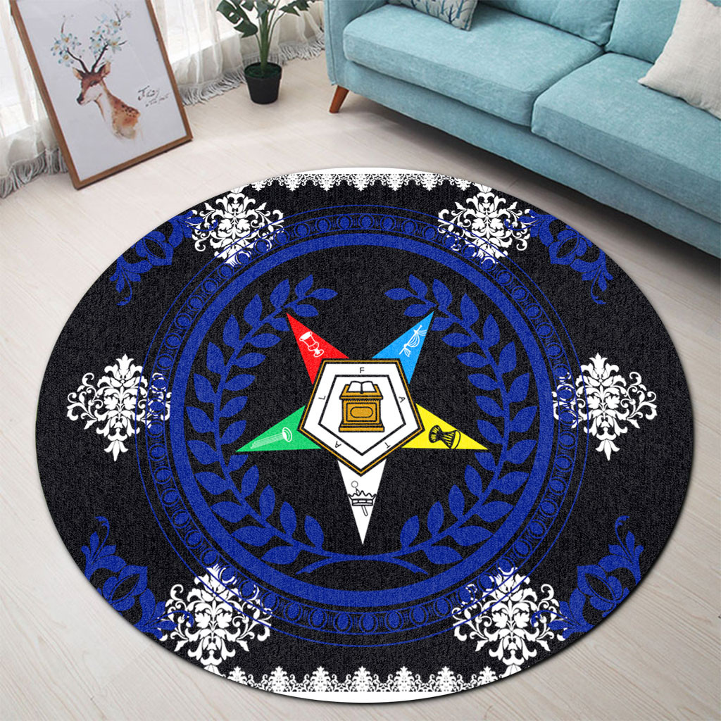 Order of the Eastern Star Round Rug Floral Circle