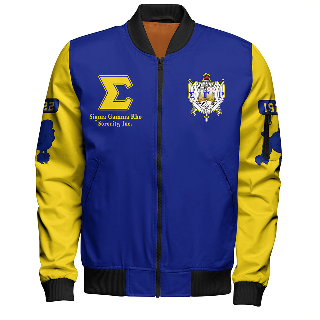 Sigma Gamma Rho Zipper Bomber Jacket Varsity Style