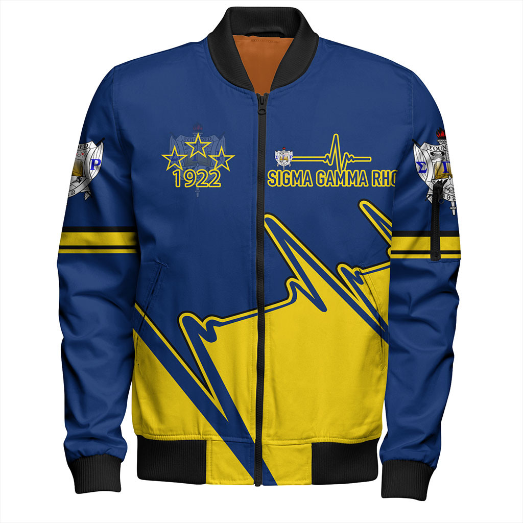 Sigma Gamma Rho Zipper Bomber Jacket Custom Heartbeat