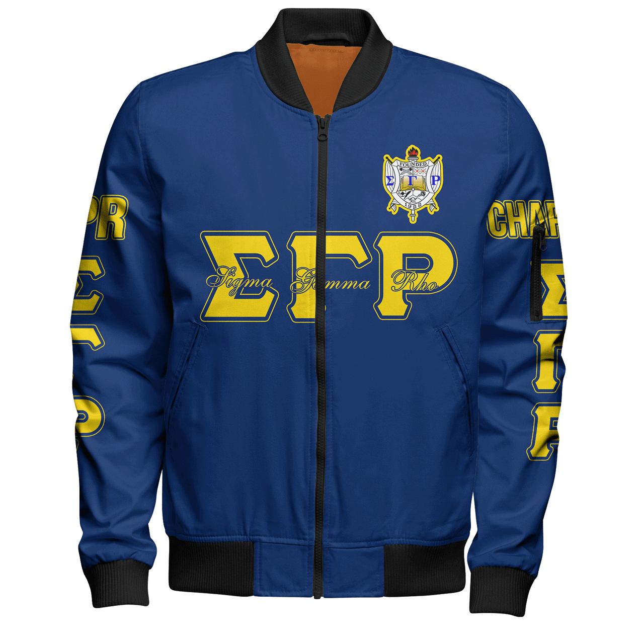 Sigma Gamma Rho Zipper Bomber Jacket Custom Chapter And Spring Style