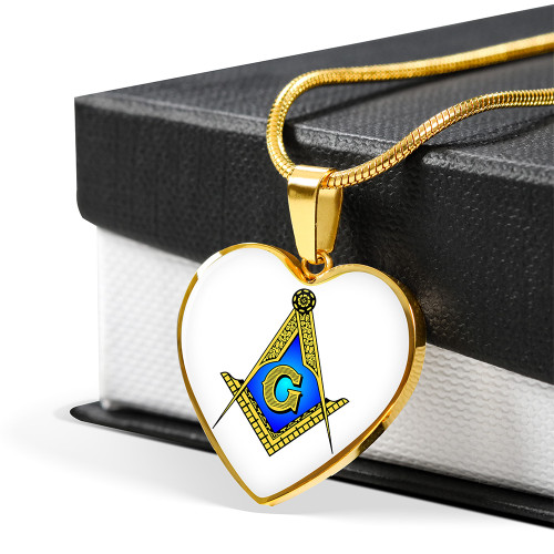 Freemasonry Necklace Heart Masonic Square & Compass Classic