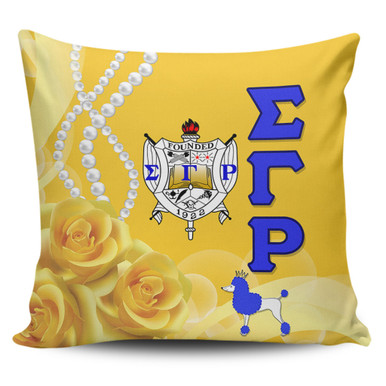 Sigma Gamma Rho Pillow Cover Rose Yellow Pearls Design