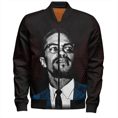 Black History Zipper Bomber Jacket Malcolm X