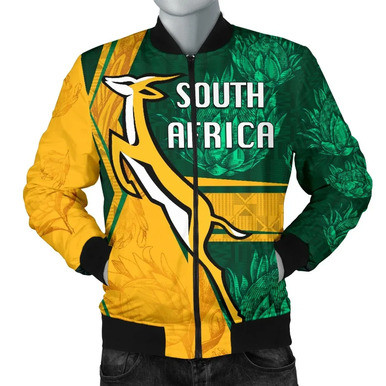 South Africa Zipper Bomber Jacket - African Patterns Springboks Rugby ...