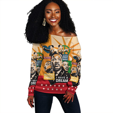Black History Off Shoulder Sweatshirt Martin Luther King Collage Fashion