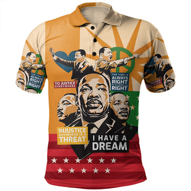 Black History Polo Shirt Martin Luther King Collage Fashion