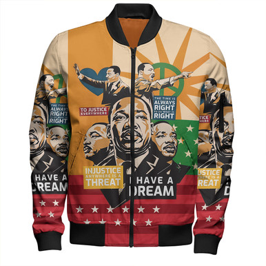 Black History Zipper Bomber Jacket Martin Luther King Collage Fashion
