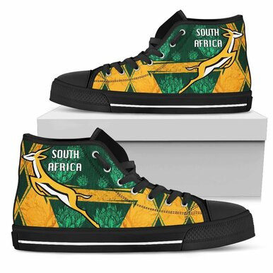 South Africa High Top Shoes - African Patterns Springboks Rugby Be ...