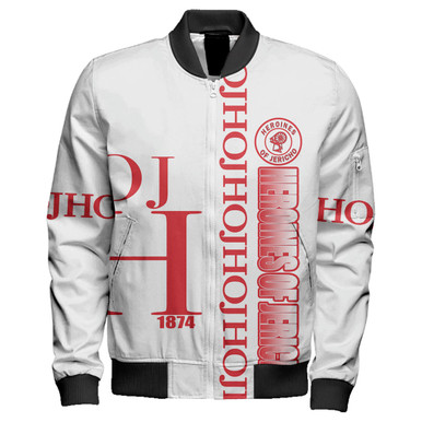Heroines of Jericho Zipper Bomber Jacket White HOJ Greek Life
