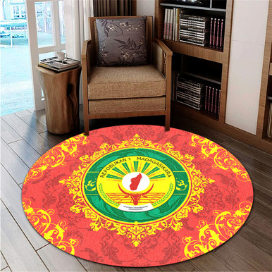 Madagascar Round Rug Floral Frame