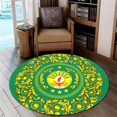 Madagascar Round Rug Royal Floral Frame