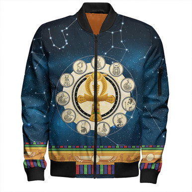 Egyptian Zipper Bomber Jacket Ancient Egyptian Gods & Goddesses