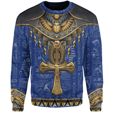 Egyptian Sweatshirt Hieroglyphic Ankh