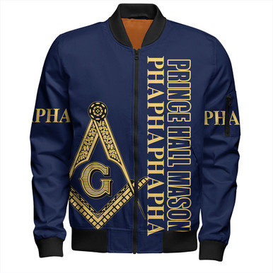 Prince Hall Freemasonry Zipper Bomber Jacket Blue PHA Style