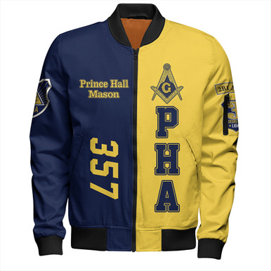 Prince Hall Freemasonry Zipper Bomber Jacket Mason 357 Prince Hall Masonic