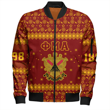 Phi Mu Alpha Sinfonia Zipper Bomber Jacket Christmas Mascot Greek Life