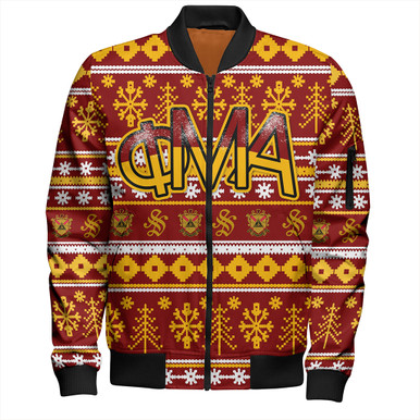 Phi Mu Alpha Sinfonia Zipper Bomber Jacket Christmas Style Grunge