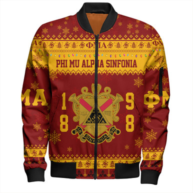 Phi Mu Alpha Sinfonia Zipper Bomber Jacket Christmas Style Pattern