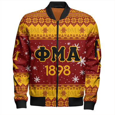 Phi Mu Alpha Sinfonia Zipper Bomber Jacket Christmas Symbols Design