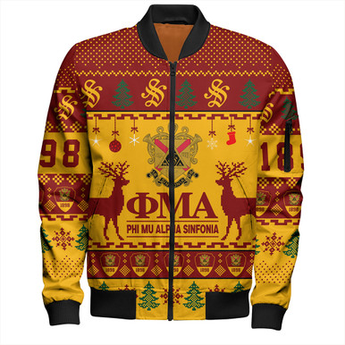 Phi Mu Alpha Sinfonia Zipper Bomber Jacket Lux Christmas