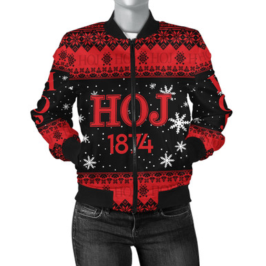Heroines of Jericho Bomber Jacket Christmas Symbols Design