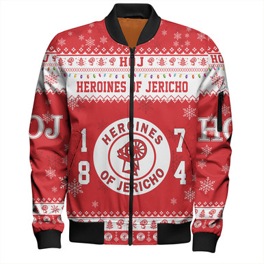 Heroines of Jericho Zipper Bomber Jacket Christmas Style Pattern