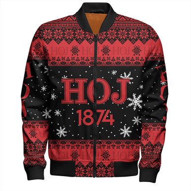 Heroines of Jericho Zipper Bomber Jacket Christmas Symbols Design