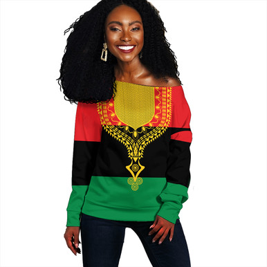 Pan-African Off Shoulder Sweatshirt Pan African Dashiki